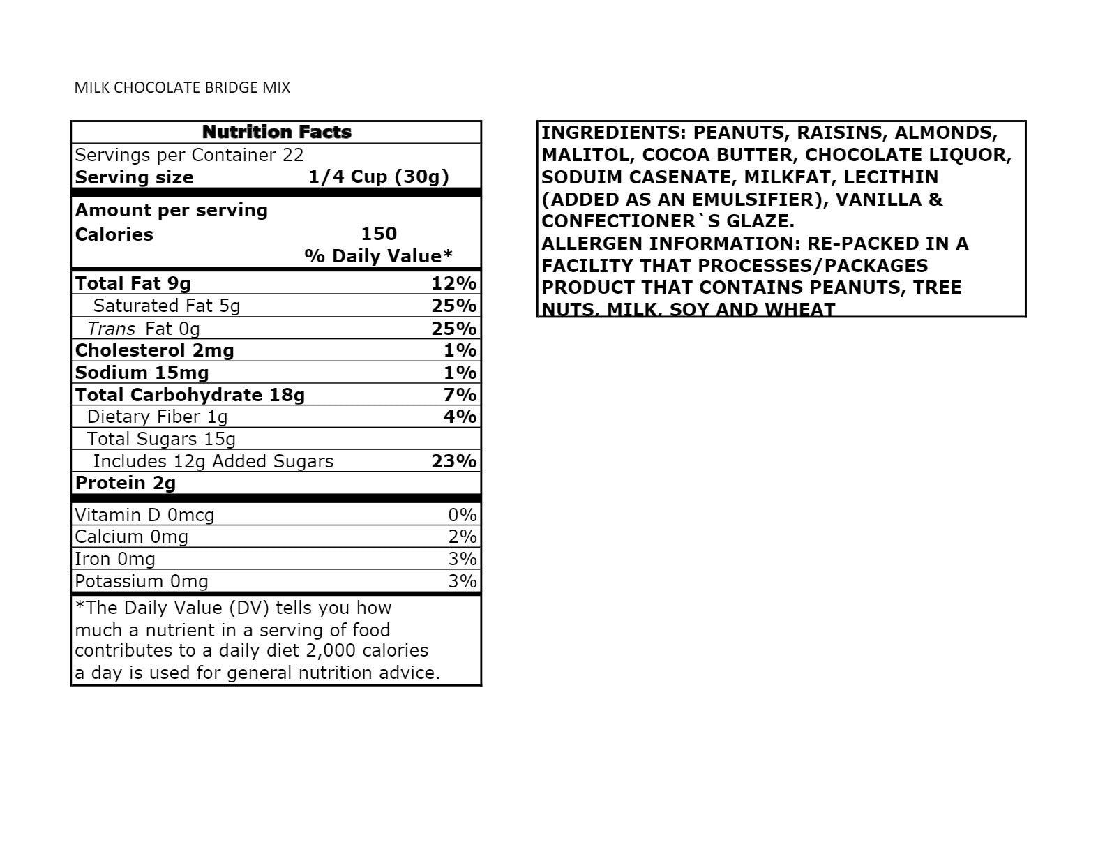 Milk Chocolate Bridge Mix | We R Nutty