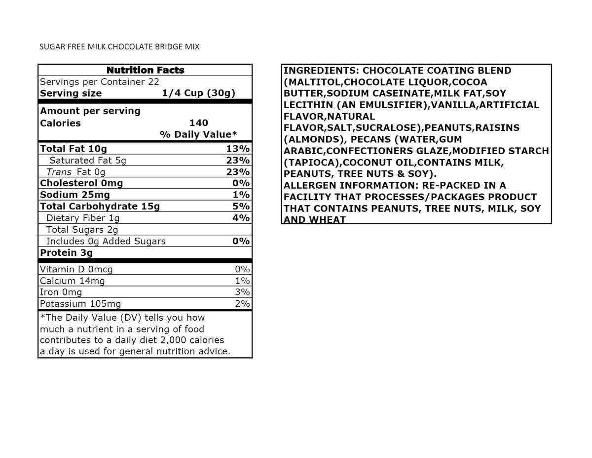 No Sugar Added Chocolate Bridge Mix | We R Nutty